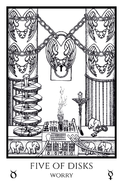 bordered BW 5 of Disks small – Tabula Mundi Tarot