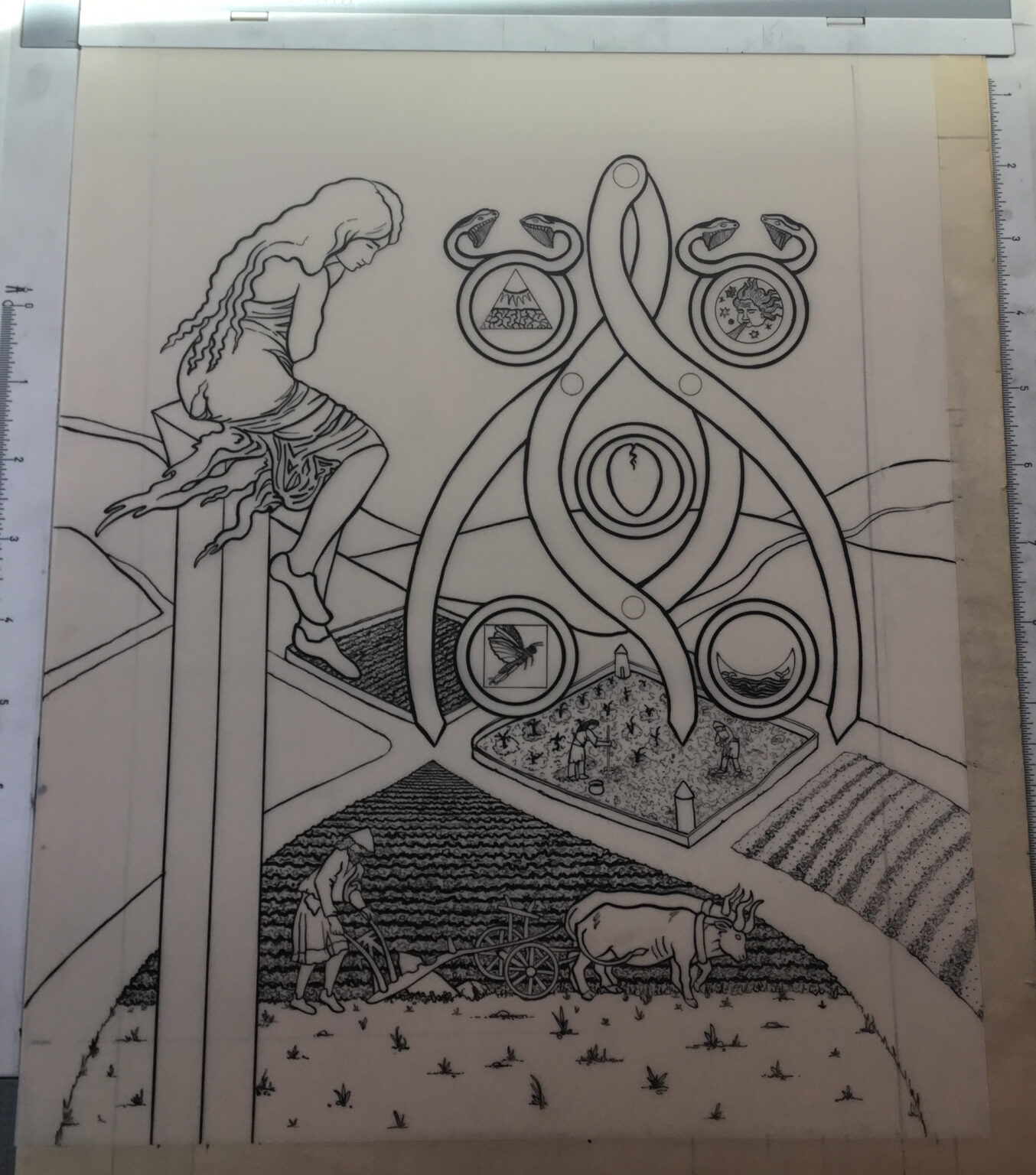 Taurus 1: First decan of Taurus – Five of Disks – Tabula Mundi Tarot